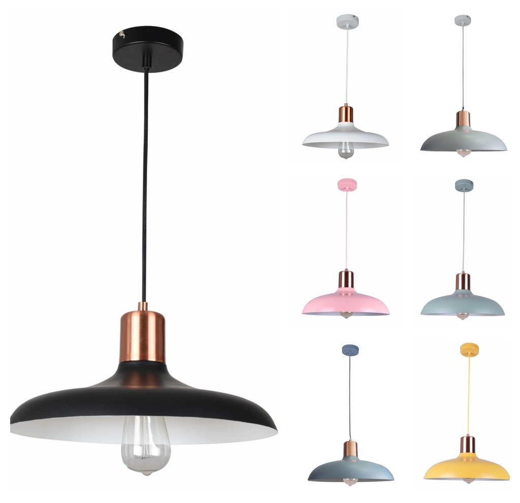 Pendant Light ES Dome with Copper Highlight OD400mm | OZ Lights Direct